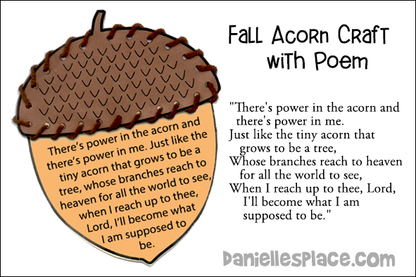 Fall Acorn Craft with Poem - Members Resource Room - Bible Crafts and ...